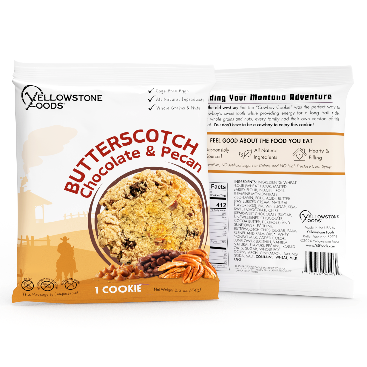 Butterscotch Chocolate & Pecan Cookie with Oats, 2.6 oz – Yellowstone ...